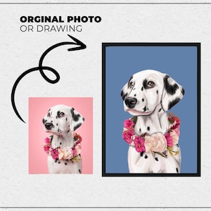 Custom Pet Portraits Using Pet Photo Personalized Digital Dog Portraits Cat Portraits Custom Dog ...