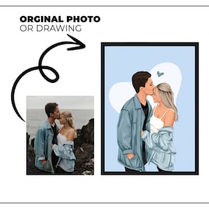 Couple Drawing, Custom Couple Portrait, Couple Painting, Faceless ...