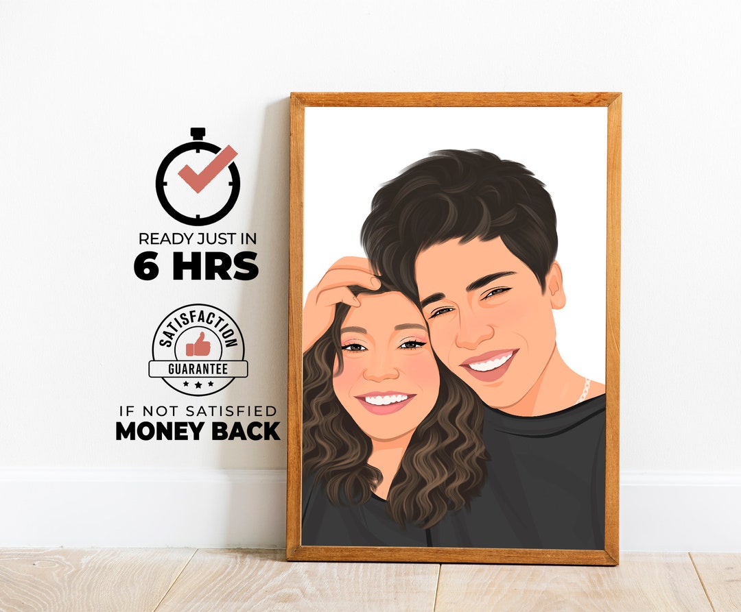 Digital Couple Portrait From Photo, Custom Wedding Anniversary, Wife, Husband Boyfriend ...