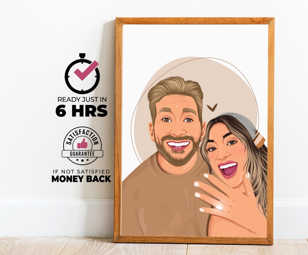 Custom Portrait, Engagement Drawing, Personalized Wall Art, Faceless ...