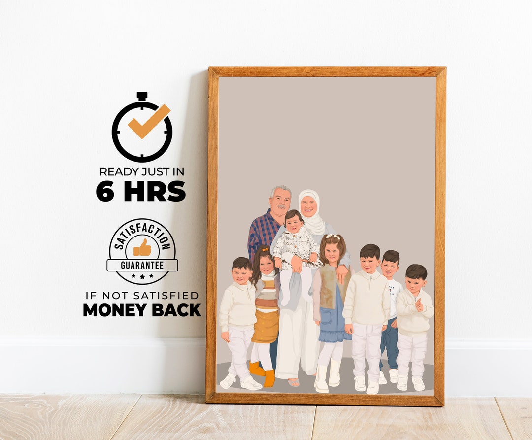 Custom Family Cartoon Portrait, Gift for Christmas, Faceless Portrait ...