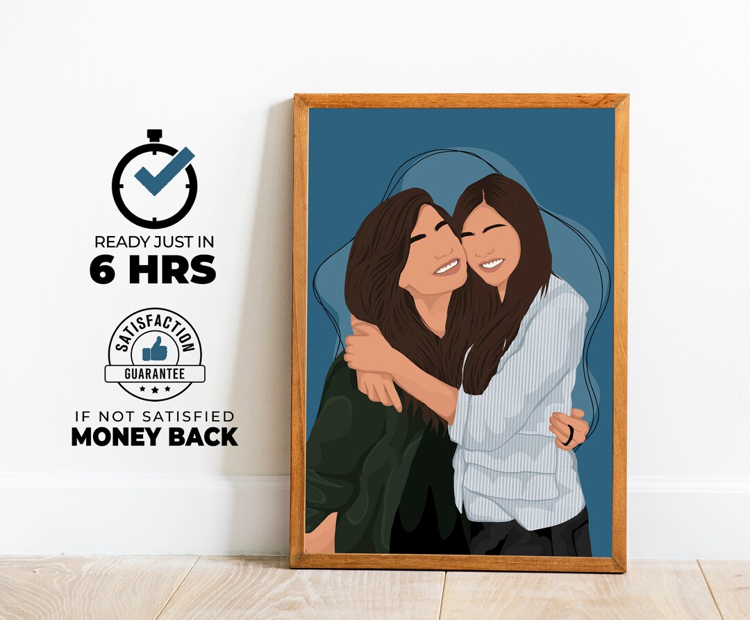 Custom Best Friend Portrait, Best Friend Gift, Faceless Portrait Print ...