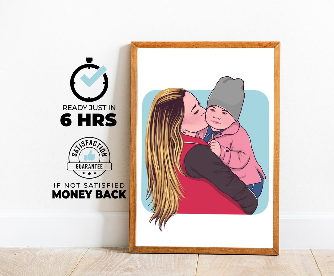 Custom Cartoon Portrait Gift for Mom, Faceless Portrait, Mother Gift ...