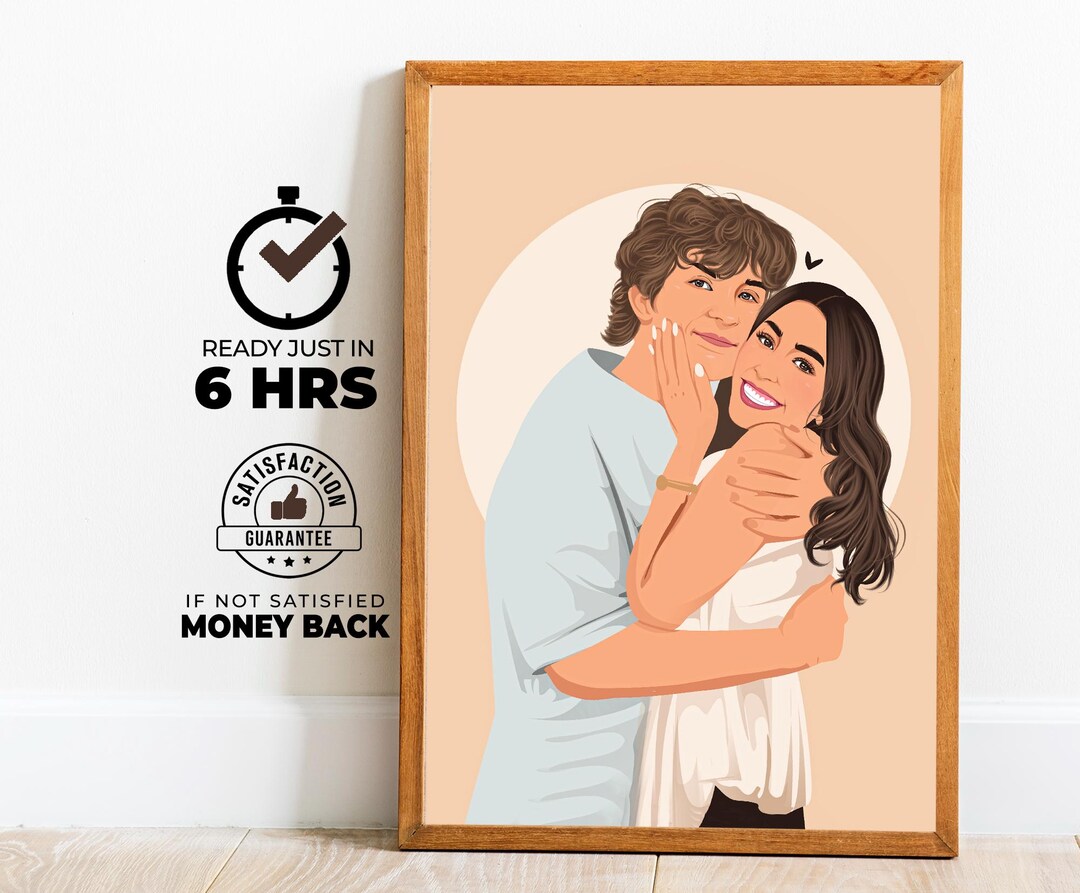 Custom Couple Portrait for Valentine - Faceless Engagement Drawing ...