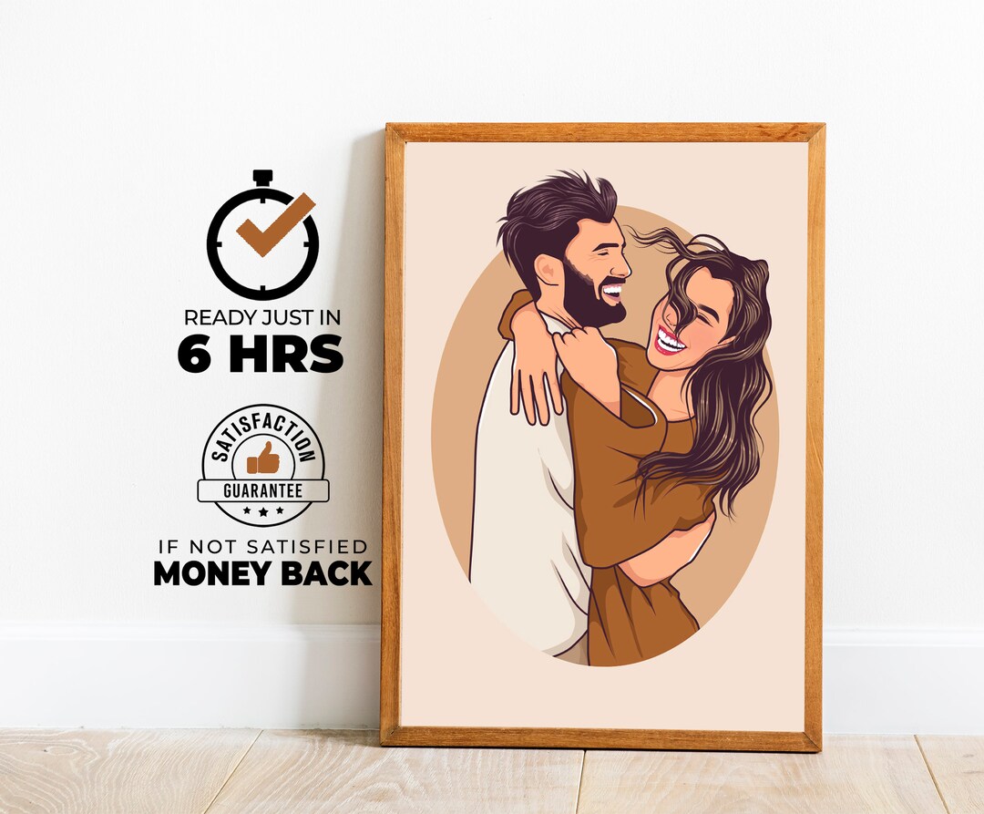 Custom Couple Portrait • Engagement Gift • Boyfriend & Girlfriend ...