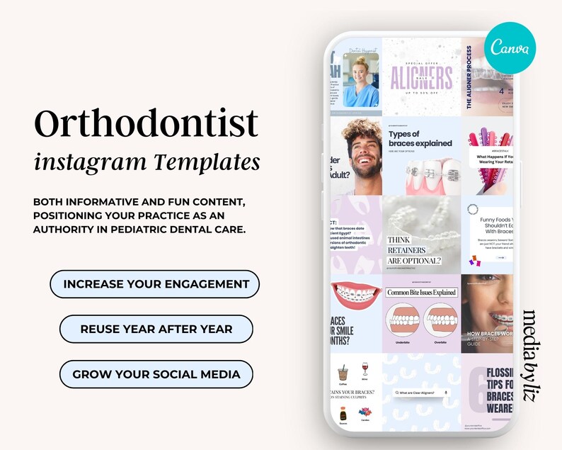 Orthodontist Instagram Templates | Dental Social Media Kit | Braces and ...
