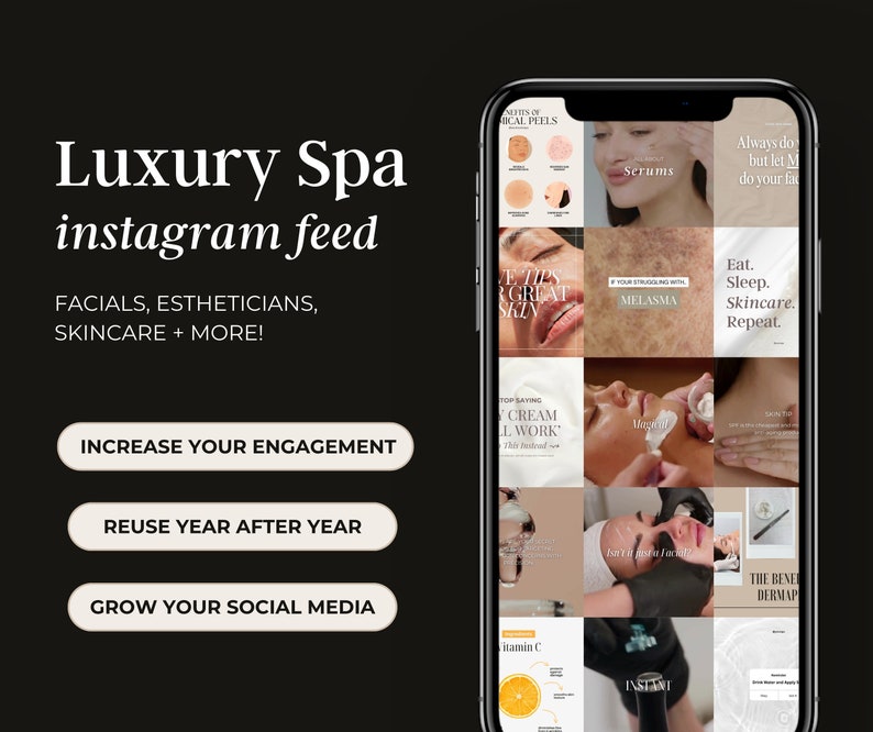Luxury Spa Essential Social Media Kit for Spas, Estheticians, and Skincare Professionals L ...
