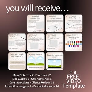 Mouse Pad Mockup, Mousepad Size Chart & Features Bundle to Sell on Etsy ...
