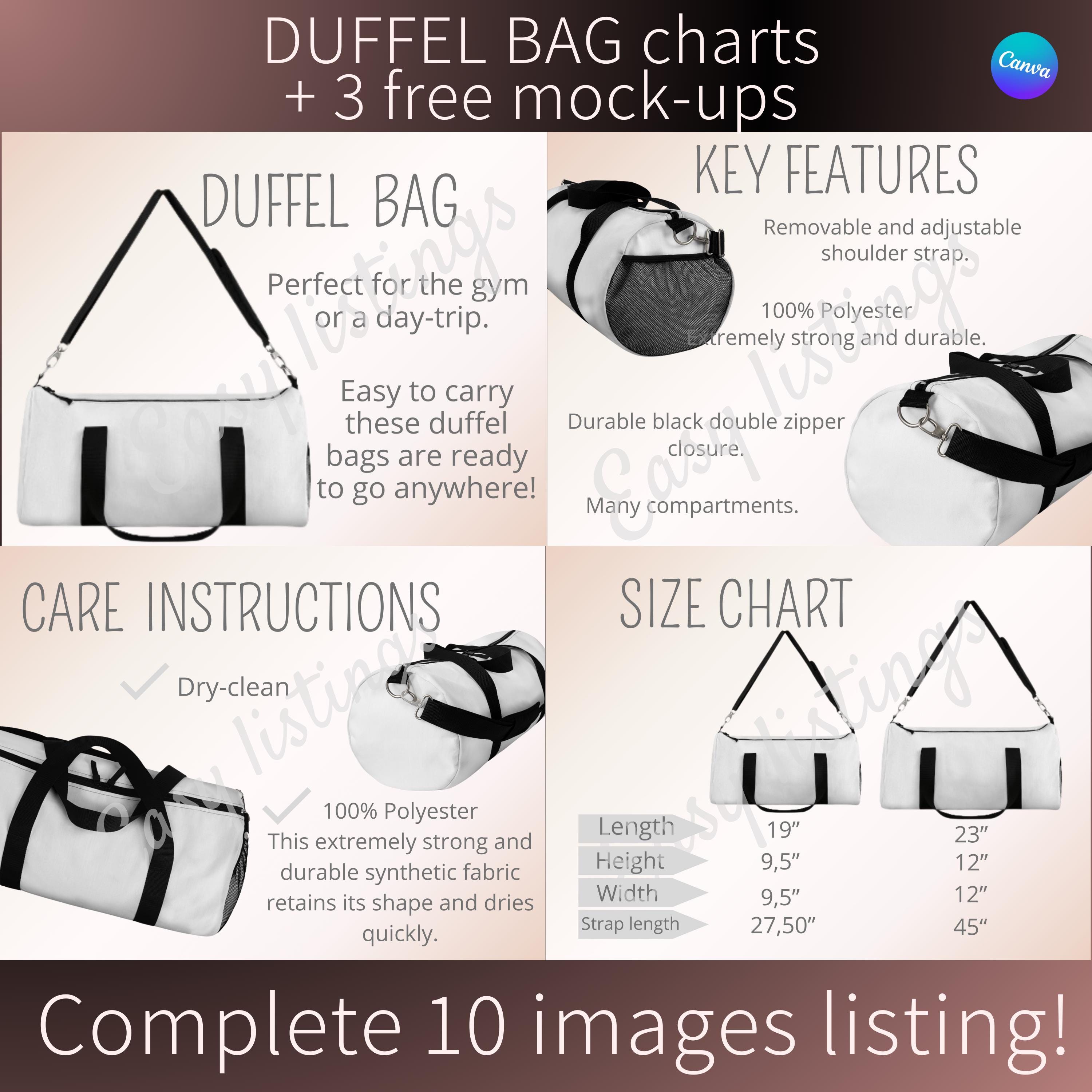 Weekender Bag Sizing Mockup, Duffel Bag Complete Mock-up Listing ...