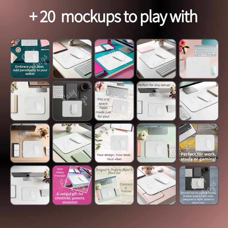 Mouse Pad Mockup, Mousepad Size Chart & Features Bundle to Sell on Etsy ...