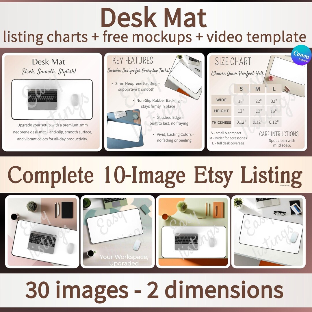 Desk Mat Mockup, Canva Template for POD Deskmat Listings, Mousepad ...