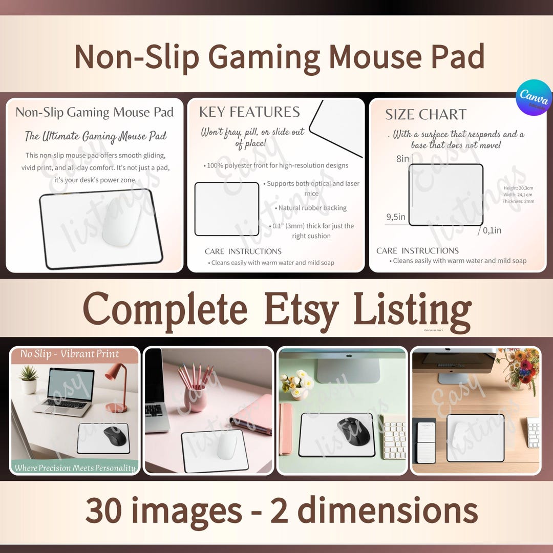 Mouse Pad Mockup Editable Canva Template, POD Desk Mat Etsy Listing ...