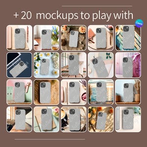 Phone Tough Case Mockup, Editable Sizing Chart, Seller Time Saver Mock ...