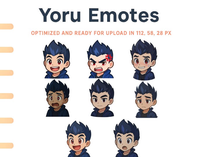 Yoru Twitch Emotes Set, Valorant Inspired Emotes for Streamers, Cute ...