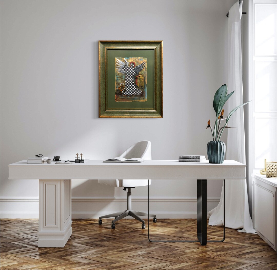 Surrealist Painting, Religiously Fantasy Picture, Angel With a Robot ...