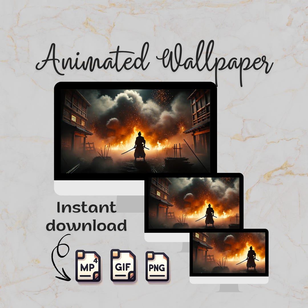 Live Animated Samurai Wallpaper, Digital Moving Desktop Background ...
