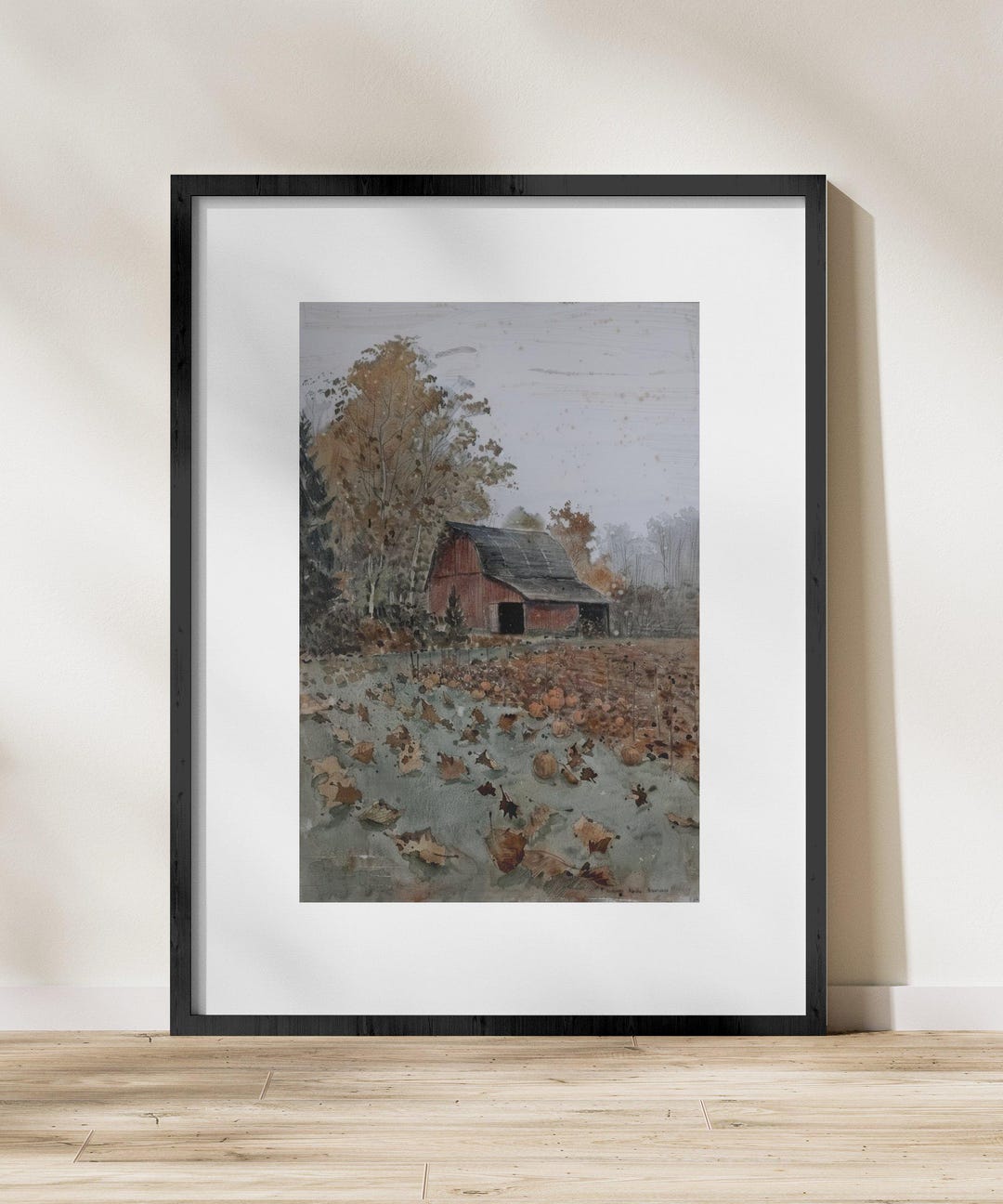 Rustic Barn Autumn Landscape, Vintage Fall Farmhouse Art, Printable ...