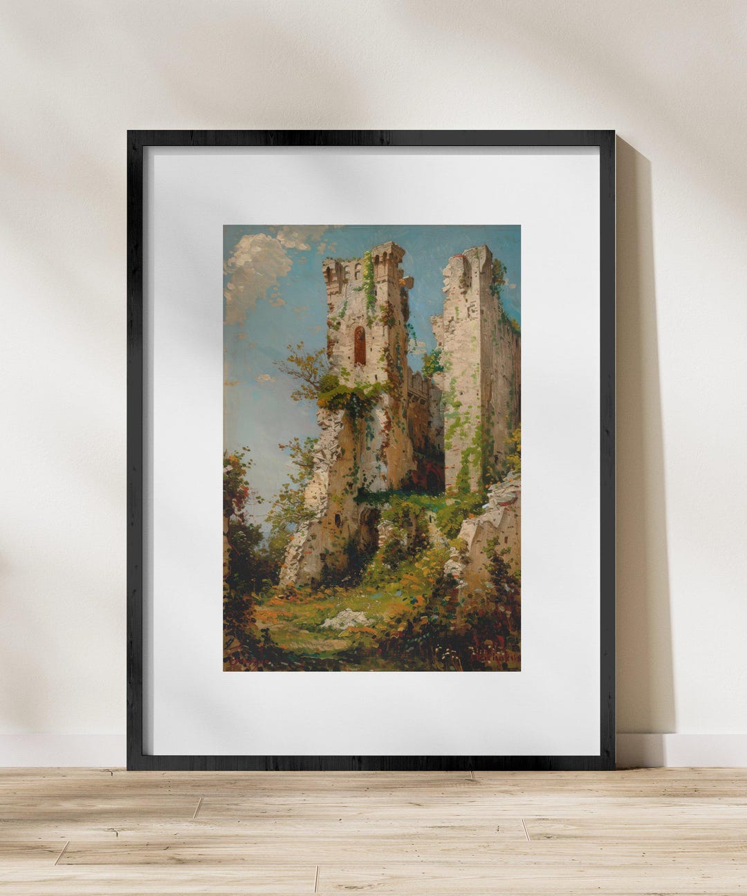 Vintage Castle Ruins Wall Art Print, Rustic Countryside Framed Artwork ...