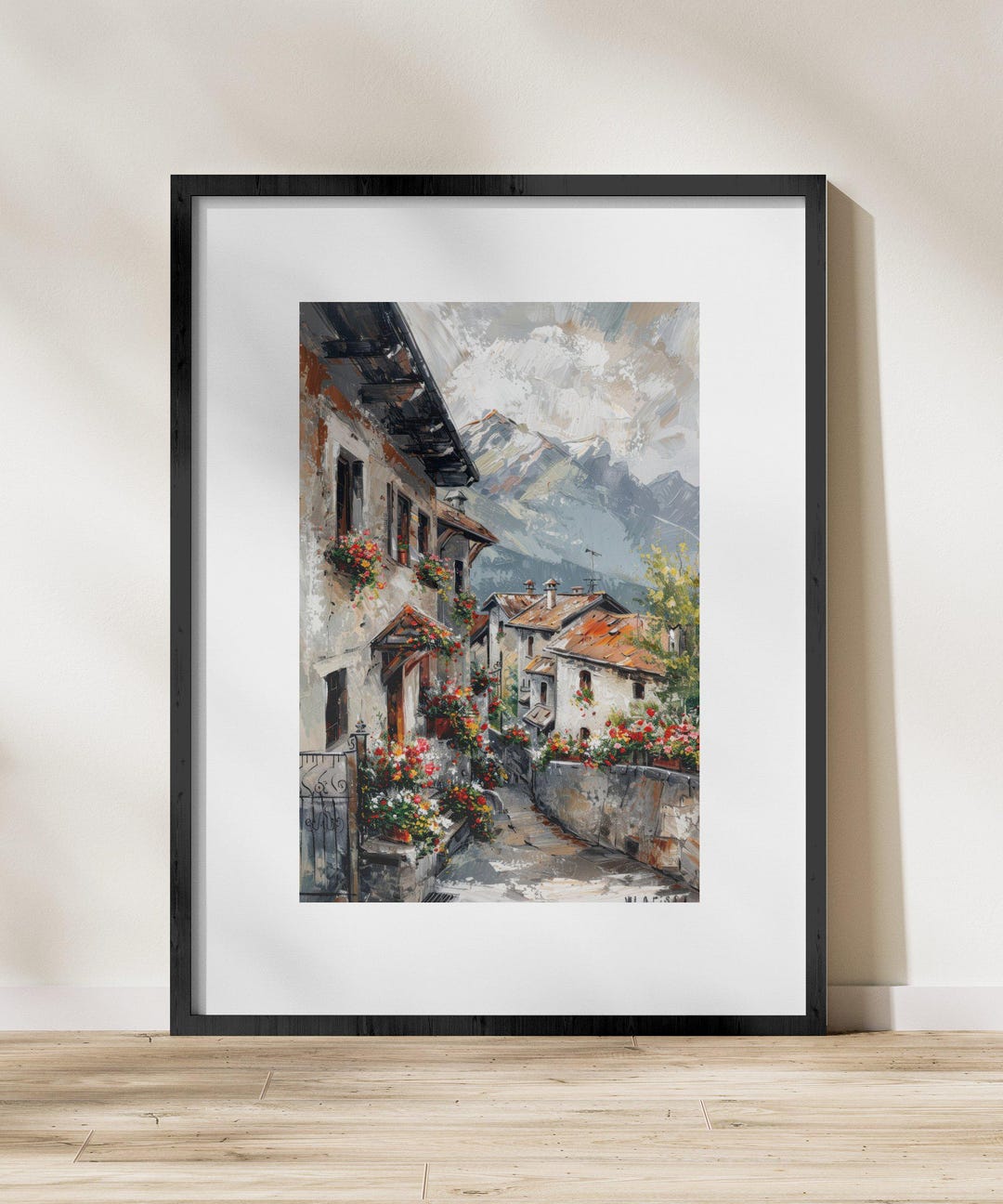 Charming European Village Scene Wall Art Print, Cozy Rustic Italian ...