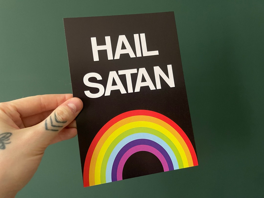 Hail Satan Rainbow Art Print A5 Poster Minimalist Alternative Dark ...