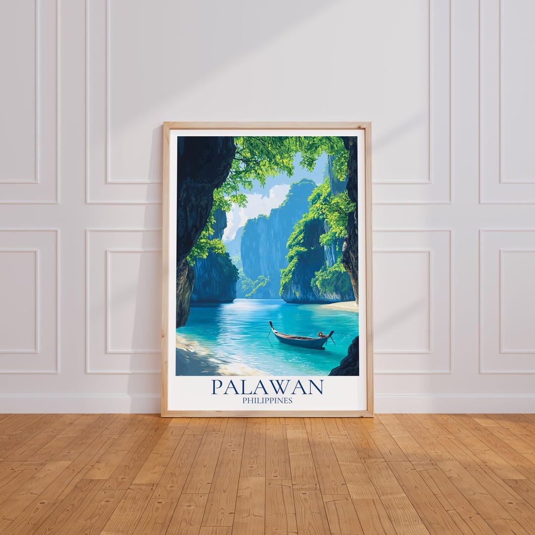 Palawan Travel Poster – Philippines Wall Art, Island Vintage Poster ...