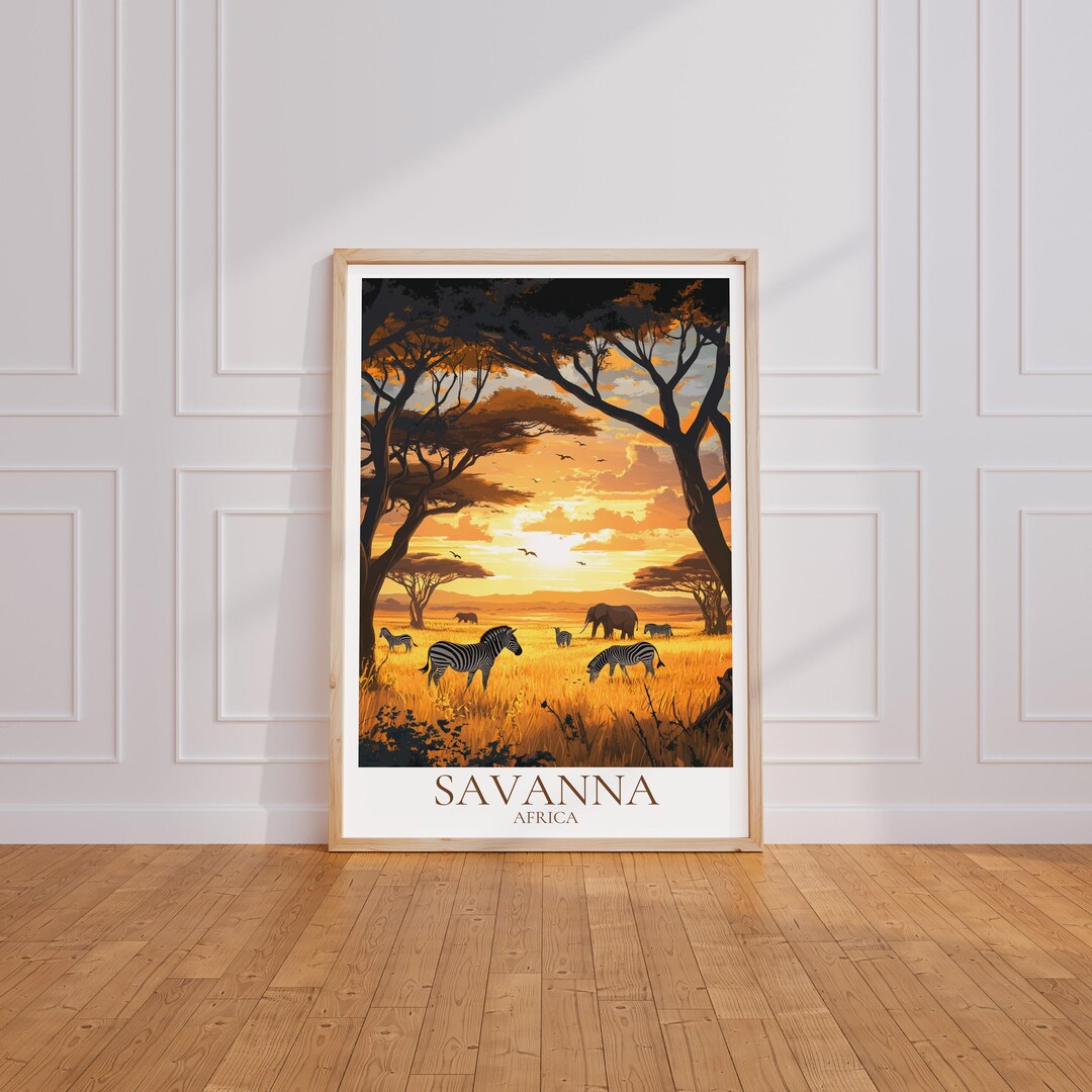 Safari Travel Poster – Safari Wall Art, Africa Vintage Poster, Savanna ...