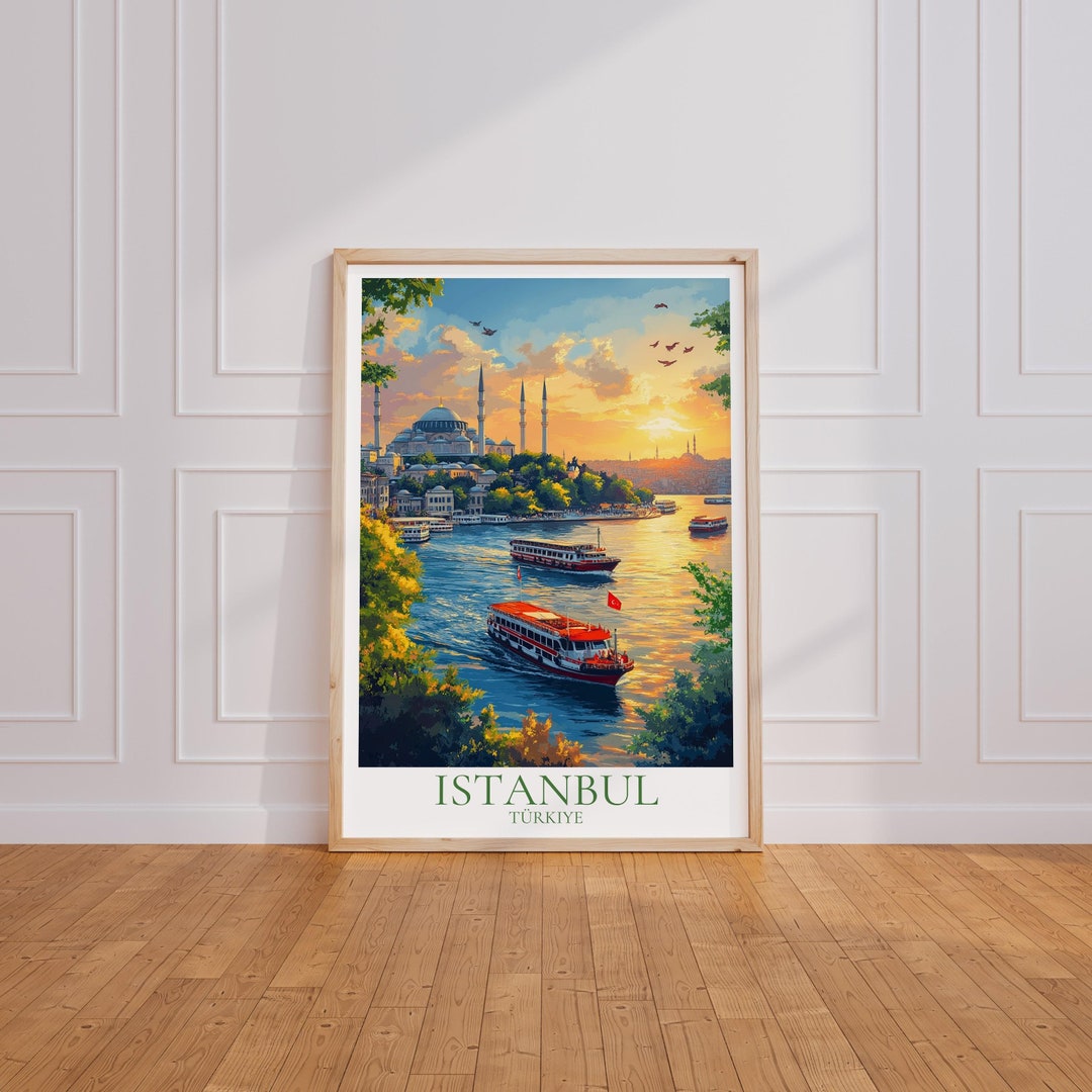Istanbul Travel Poster - Istanbul Poster Wall Art, Türkiye Vintage ...