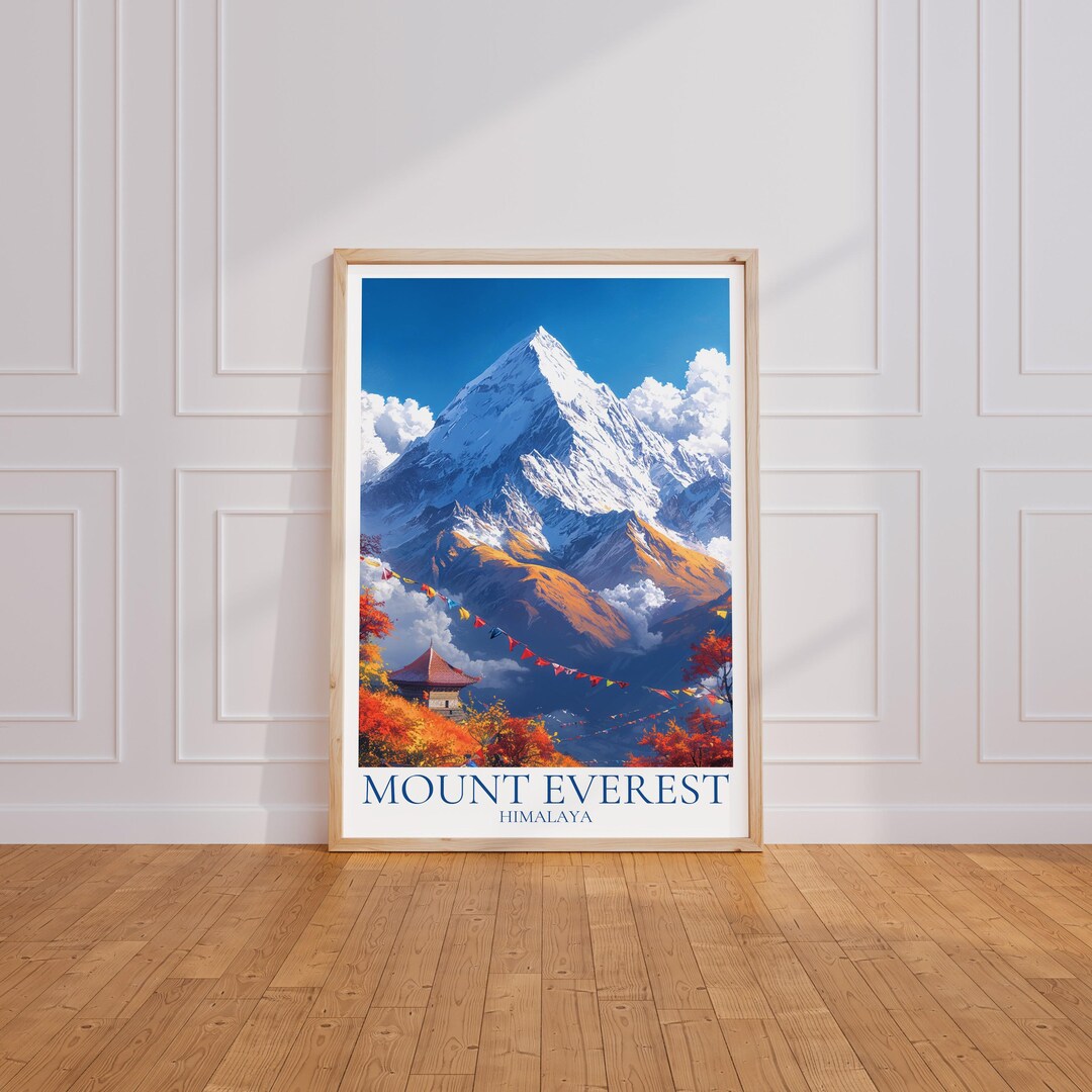 Mount Everest Travel Poster – Himalaya Wall Art, Himalaya Vintage ...