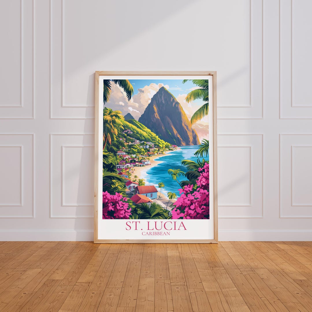 St. Lucia Travel Poster – Caribbean Wall Art | St. Lucia Print | Travel ...