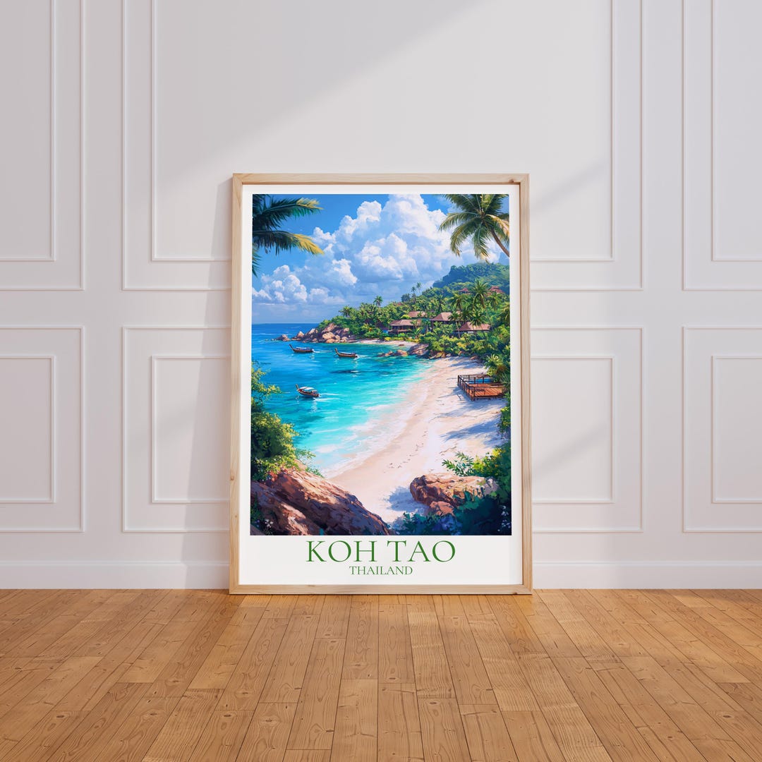 Koh Tao Travel Poster – Thailand Wall Art, Thailand Vintage Poster, Koh ...
