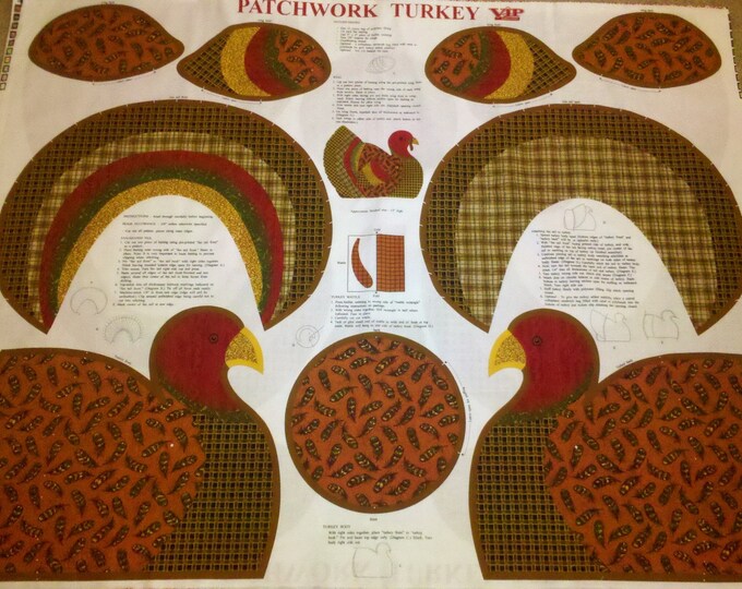 PATCHWORK TURKEY Fabric Panel - VIP Cranston - Stuffed Thanksgiving ...