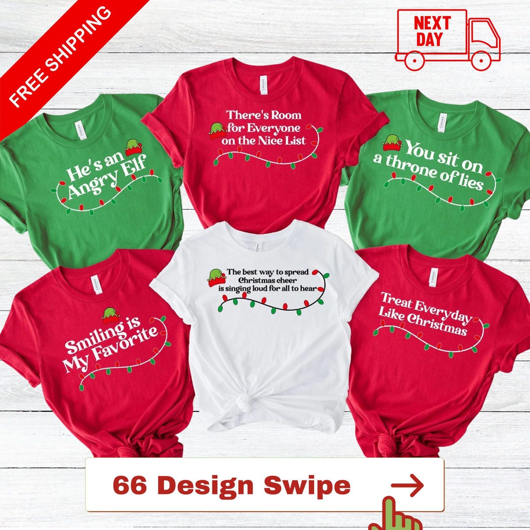 Buddy the Elf Shirts, 66 Elf Movie Quote, Cotton Headed, Christmas ...