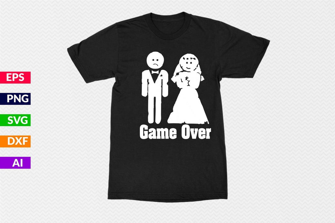 Game Over Funny Wedding Digital Art | Printable Bachelor Humor Decor ...