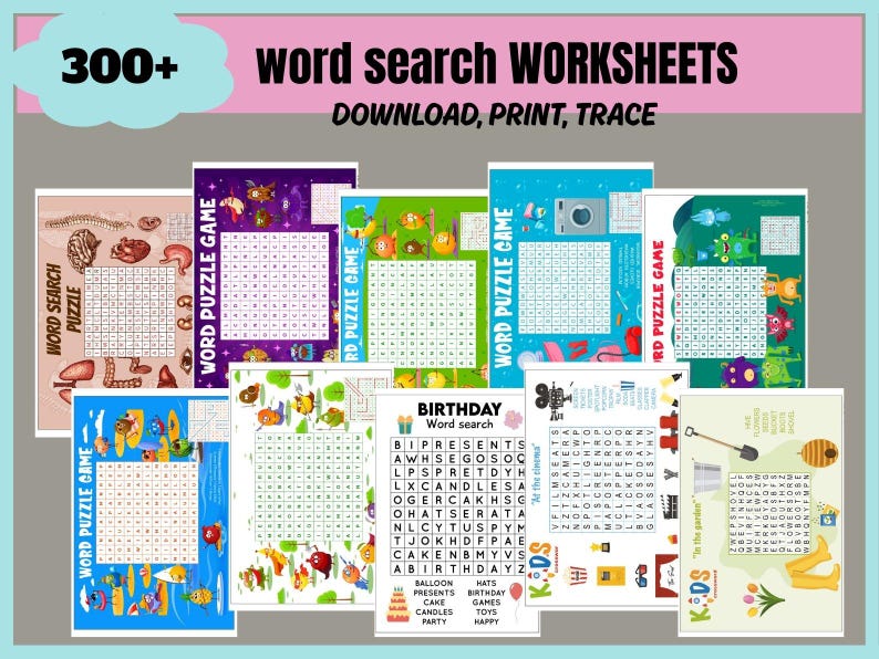 300+ Printable Word Search Pages for Kids,fun Activity Book,educational ...