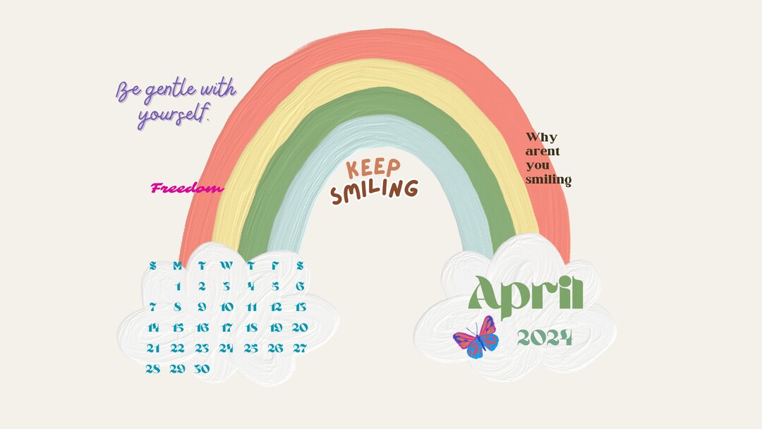 April Desktop Wallpaper Calendar - Etsy