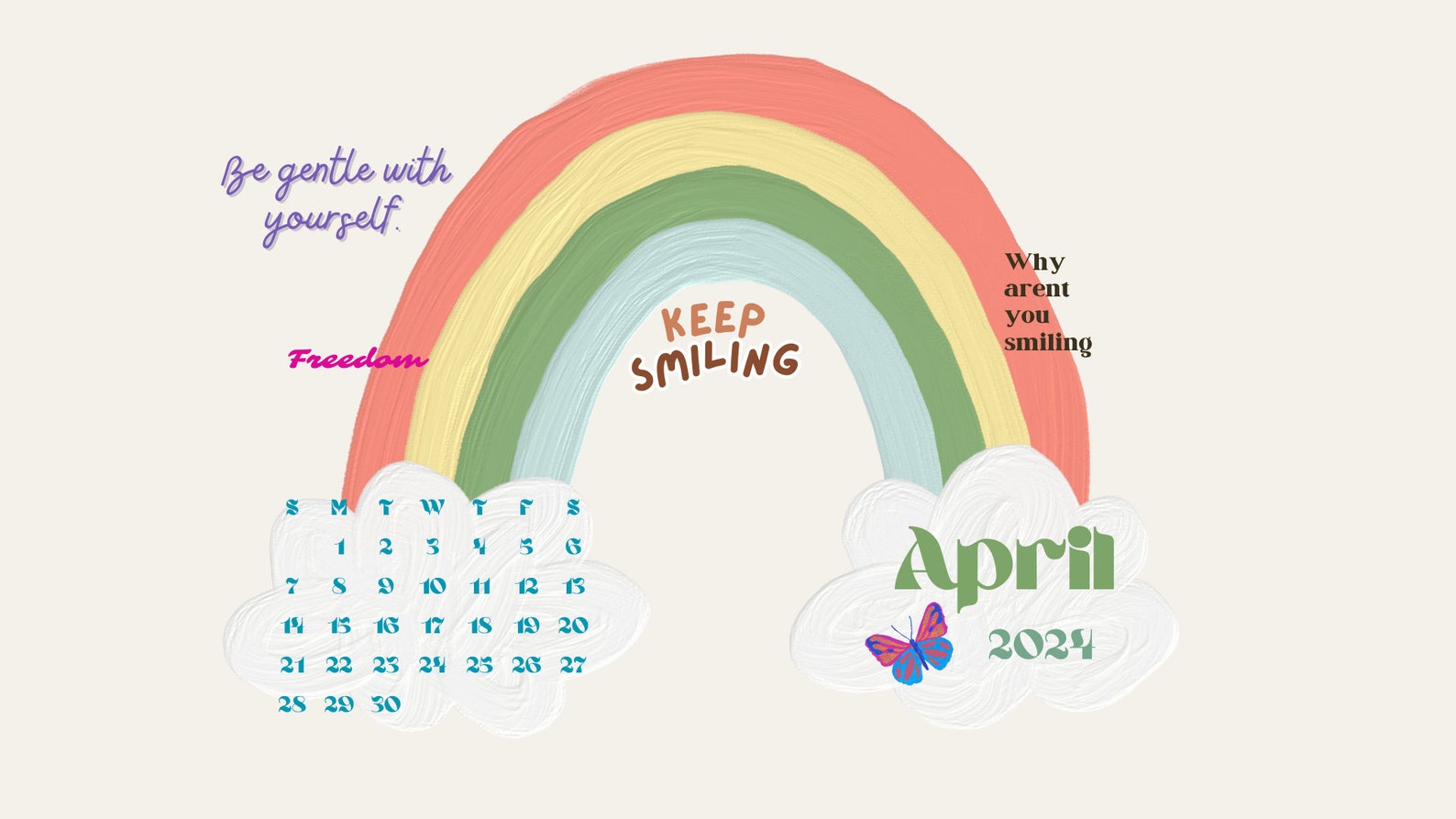 April Desktop Wallpaper Calendar - Etsy