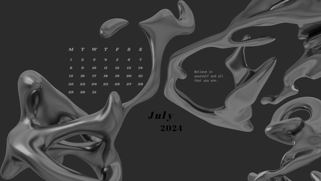 July Desktop Wallpaper Calendar - Etsy
