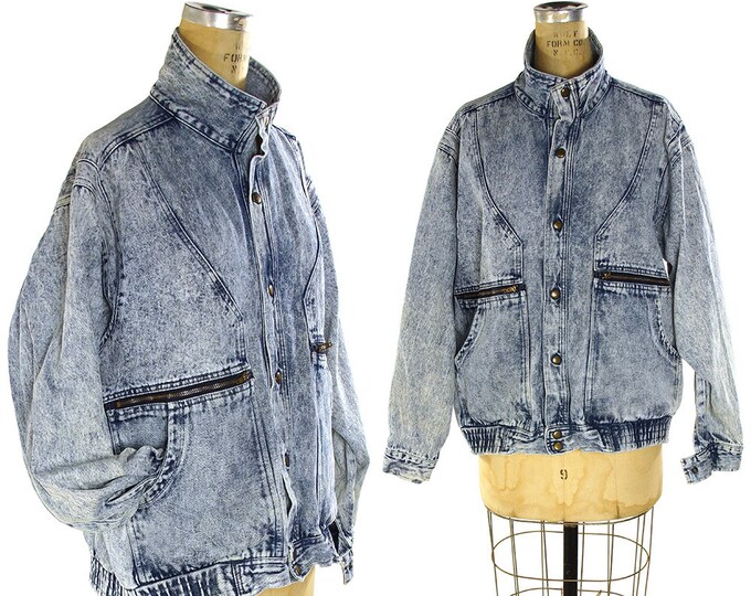 80s Acid Wash Jacket / Vintage 1980s Stone Wash Trucker Jacket ...