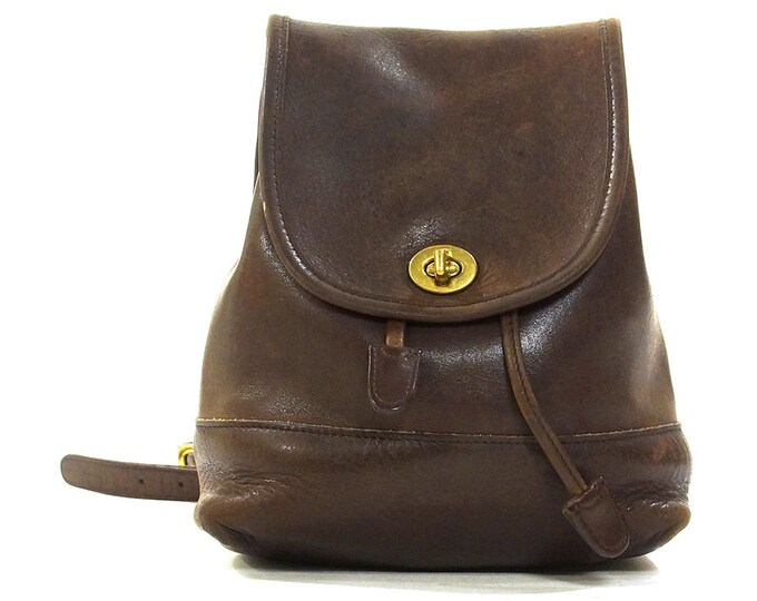 90s Coach Leather Backpack / Vintage 1990s Chocolate Brown Leather Mini ...