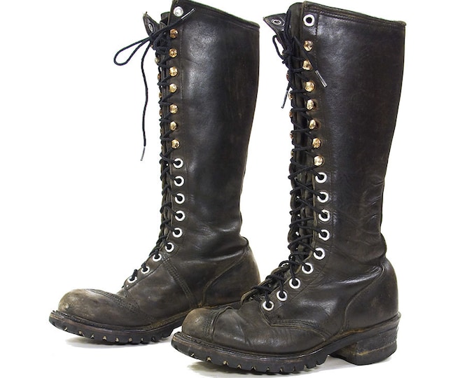 80s Lace up Knee High Nana Campus Boots / Vintage 1980s Tall - Etsy