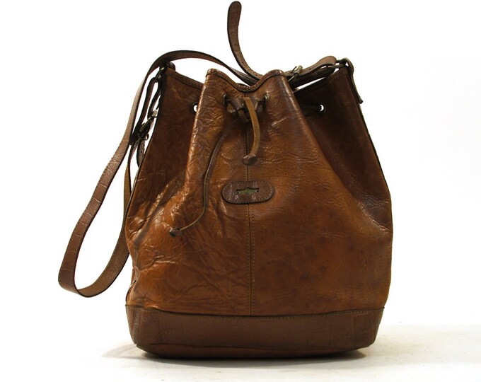 Leather Bucket Bag / Distressed Brown Leather / Large Sized Purse ...