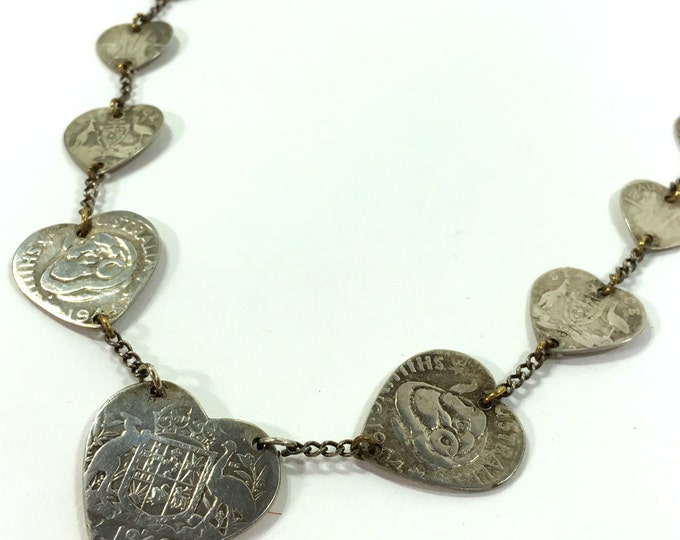 WWII Trench Art Necklace / Vintage 1940s Sweetheart Necklace of Heart ...