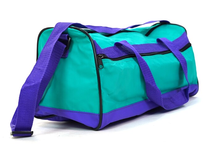 Color Block Nylon Duffel Bag With Shoulder Strap Vintage 80s - Etsy