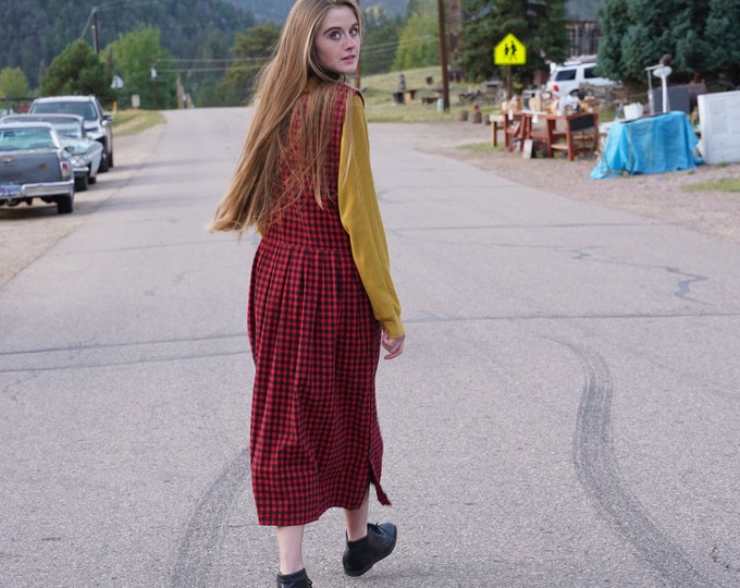 Woolrich Cotton Flannel Plaid Jumper Dress Vintage 90s Women's Size ...