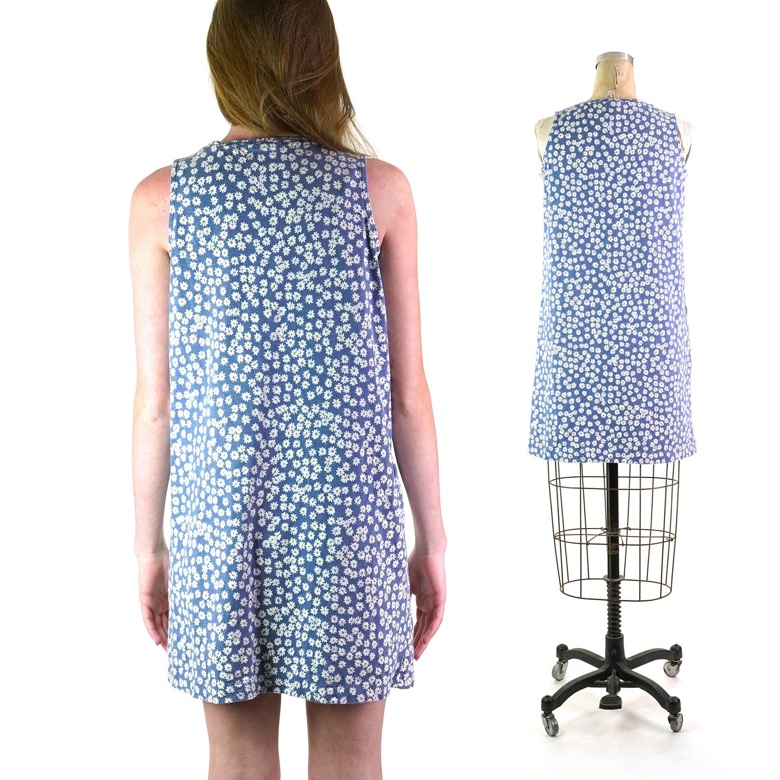 Daisy Print Stretchy Sundress With Pockets Vintage 90s Size - Etsy
