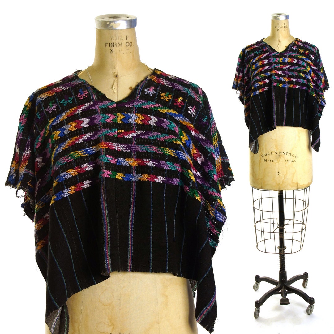 Embroidered Huipil Poncho Vintage 70s One Size - Etsy