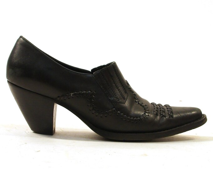 Winklepicker Ankle Boots / Black Leather / Women's Sz 7.5 - Etsy