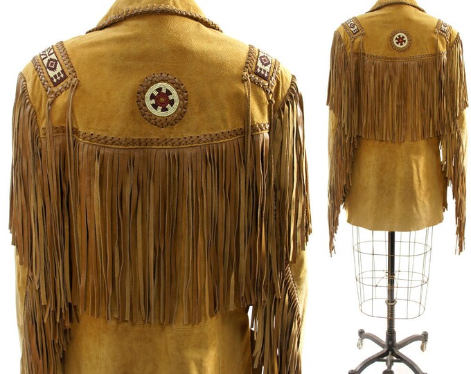 Native American Fringed & Beaded Suede Jacket - Etsy