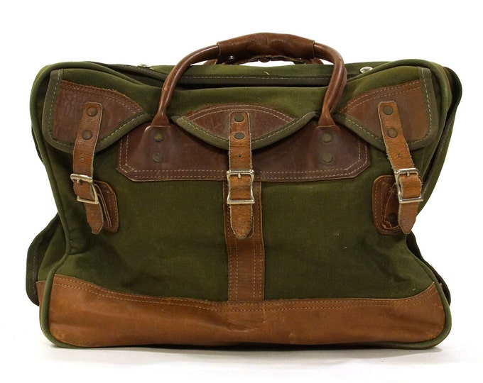 Orvis Cotton Canvas Duffel Bag With Leather Trim / Vintage 1980s Large ...