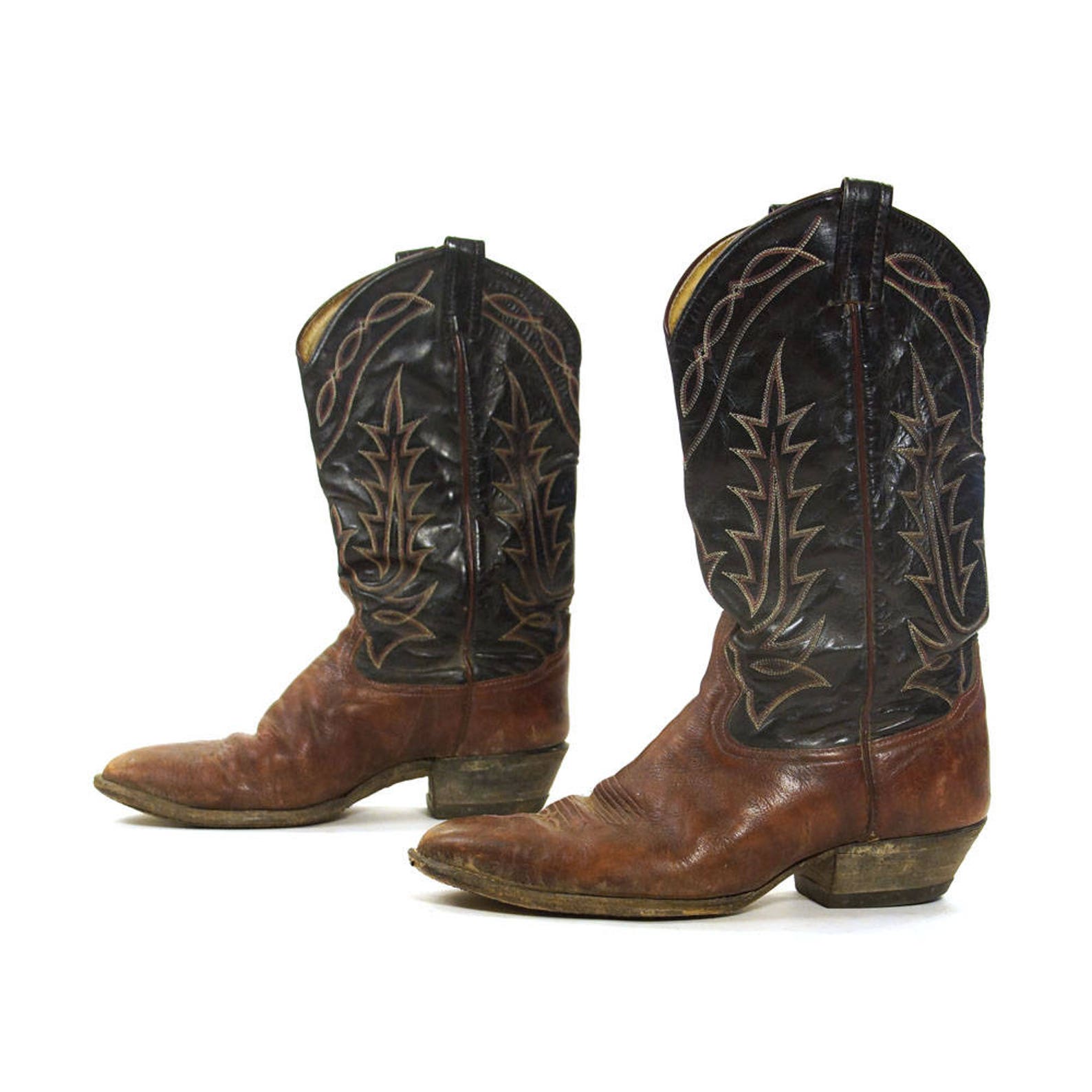 Tony Lama Two Tone Leather Cowboy Boots Women's Size 11 | Etsy